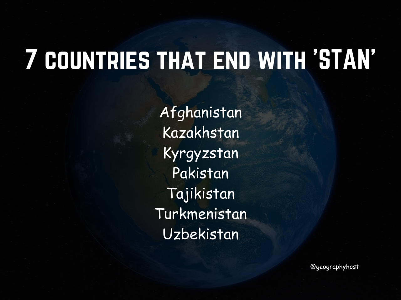 7 countries that end with 'STAN' - GEOGRAPHY HOST